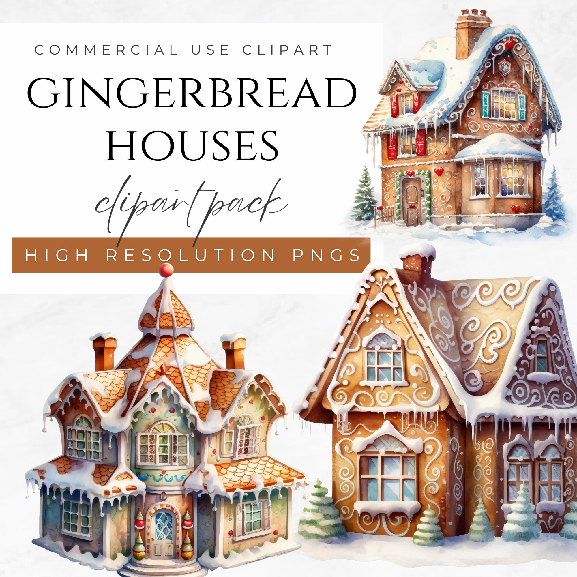 Gingerbread Houses Clipart Christmas Holiday Clipart Winter Clipart ...