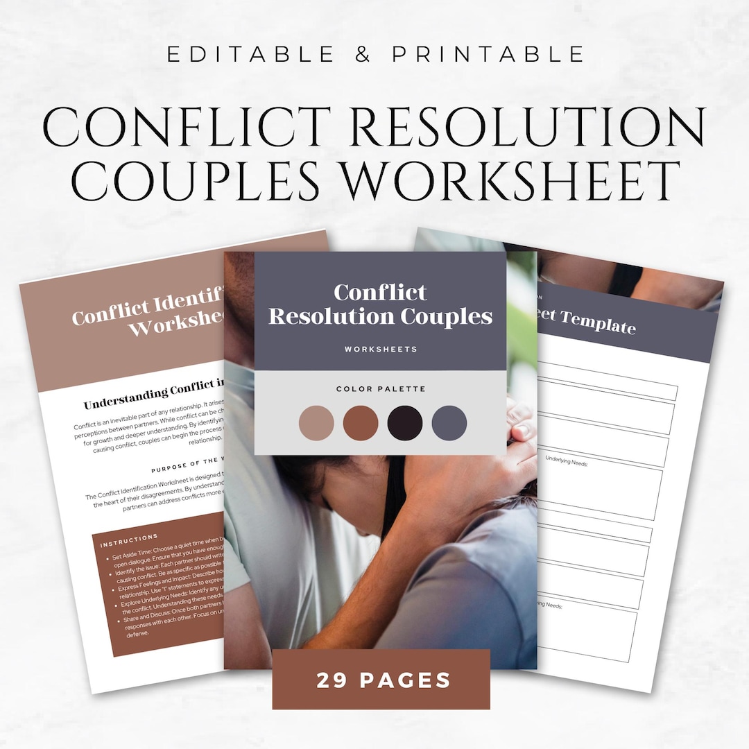 Conflict Resolution Couples Worksheet Templates Couples Therapy ...