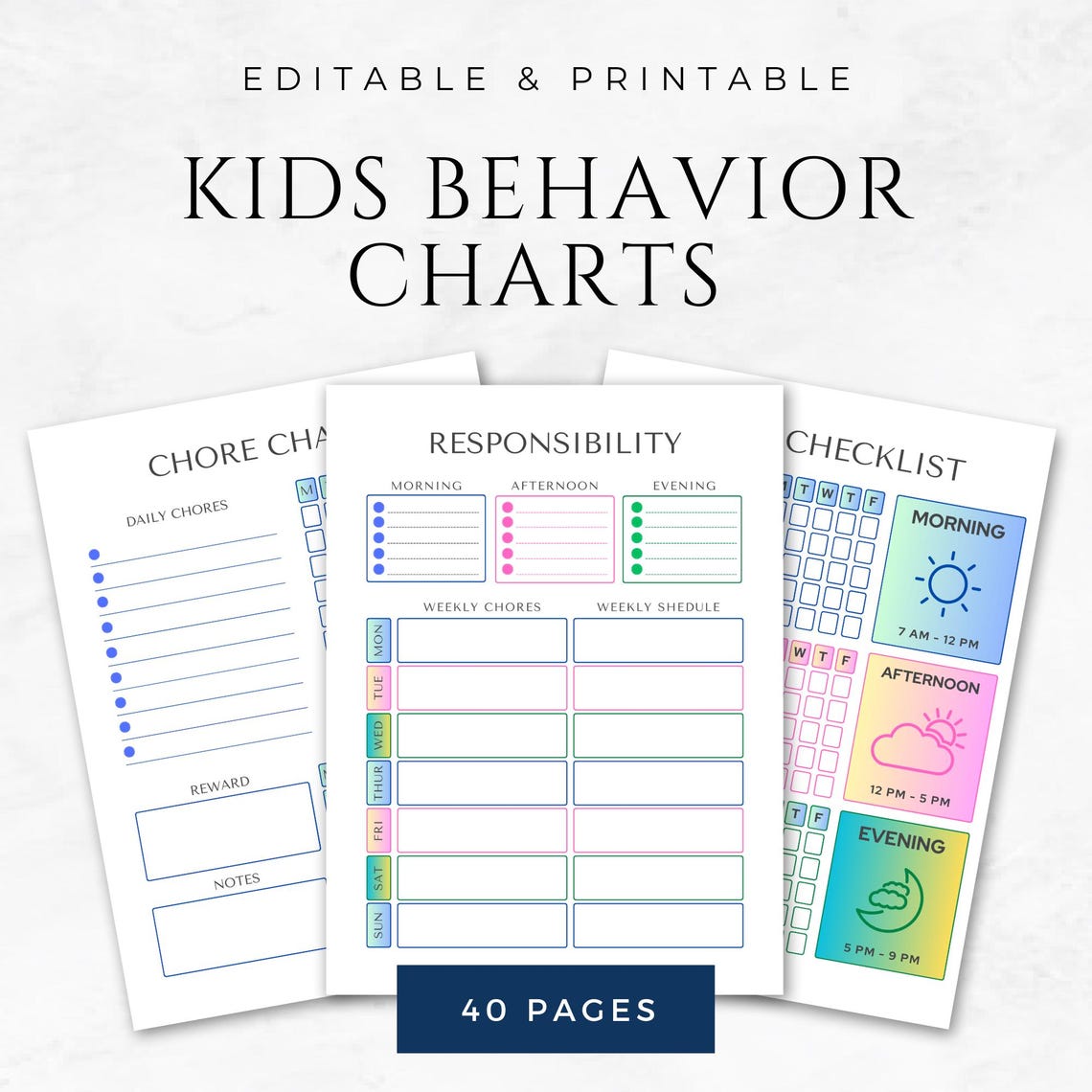 Kids Behavior Chart Templates Printable Behavior Checklist Reward Chart ...