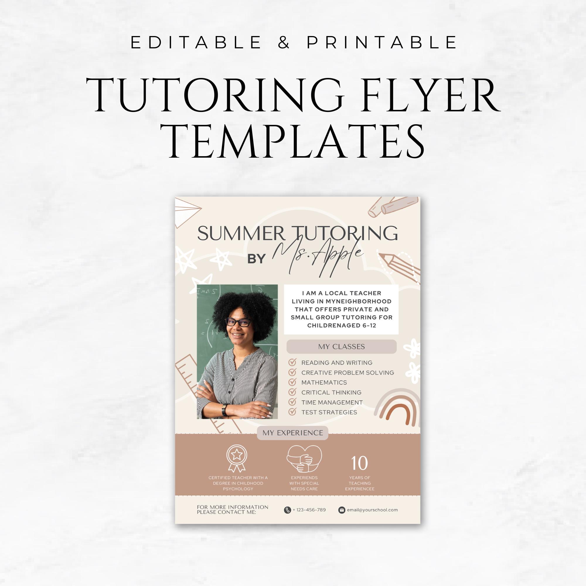 Tutoring Flyer Template Printable Education Flyer Math Tutor Flyer ...