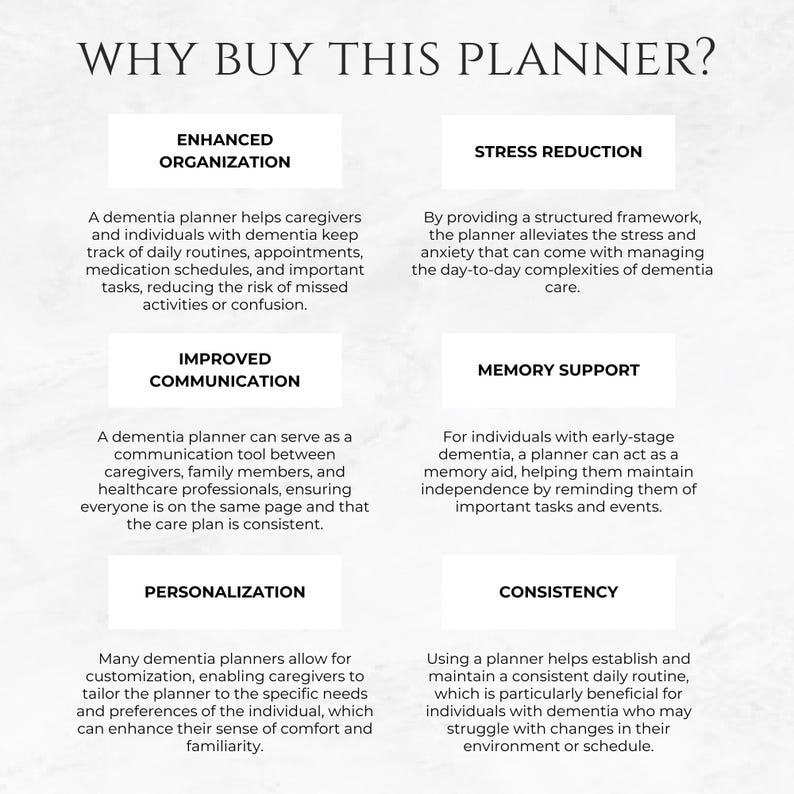 Dementia Daily Planner Template Printable Dementia Activities Planner ...