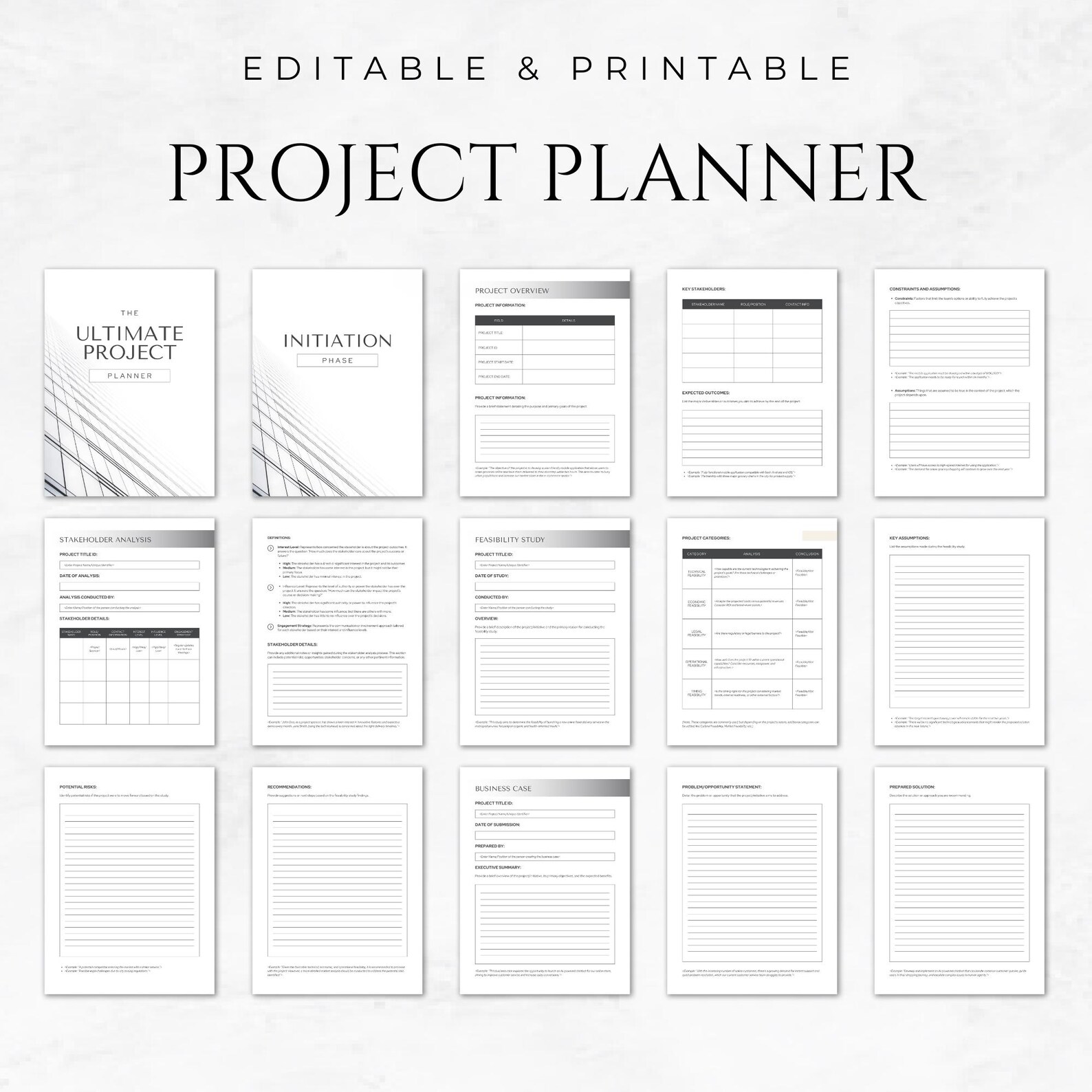 Project Planner Template Printable Project Management Template Project ...