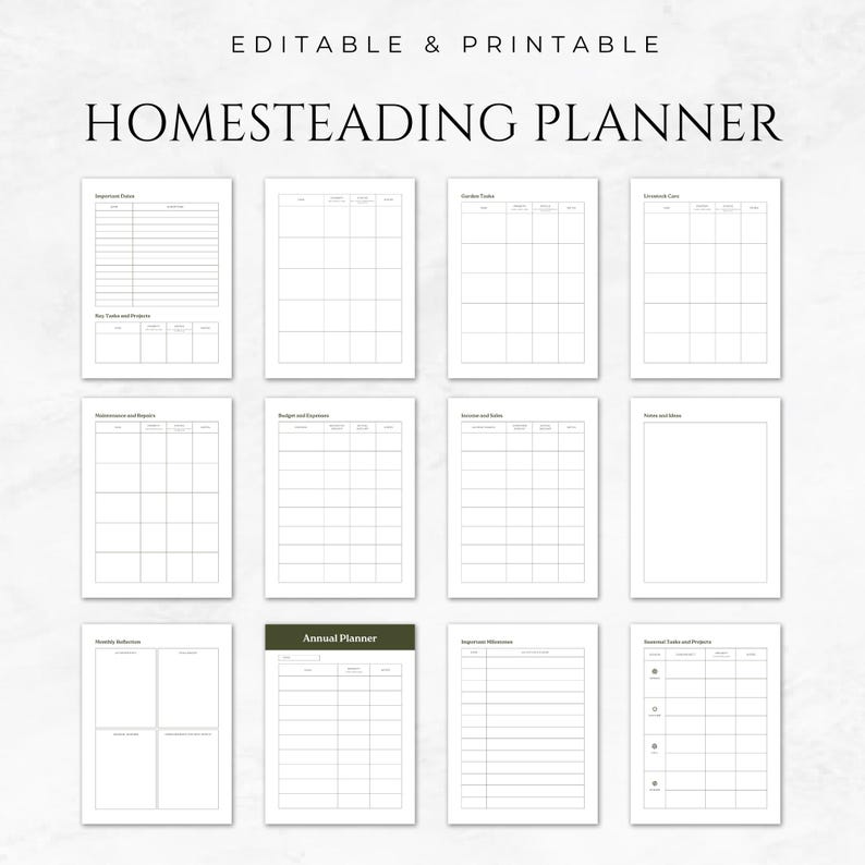 Homesteading Planner Template Printable Self-sufficiency Planner ...