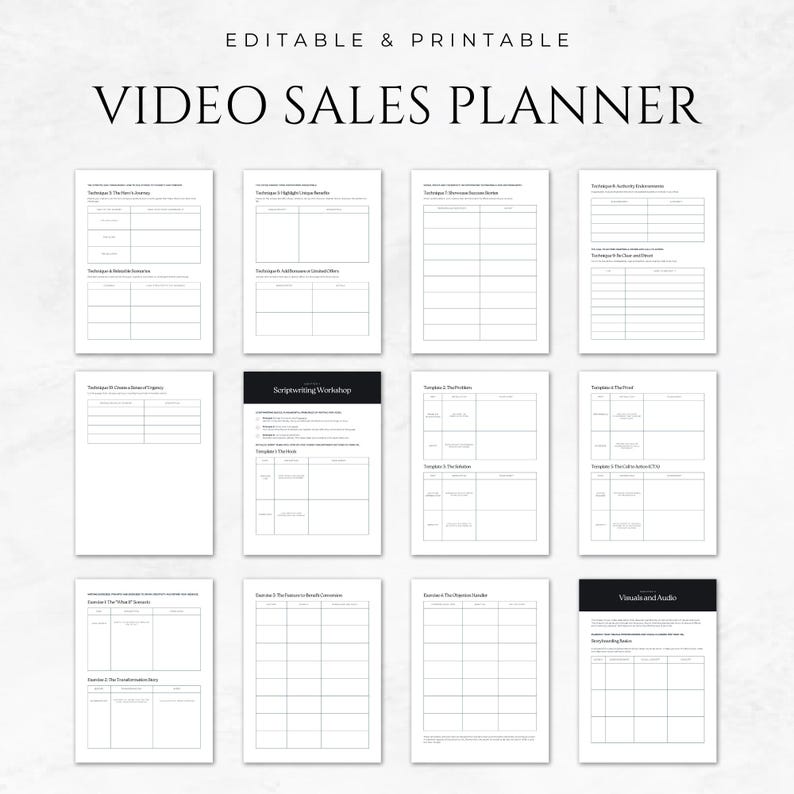 Video Sales Planner Template Printable Video Content Planner Youtube ...