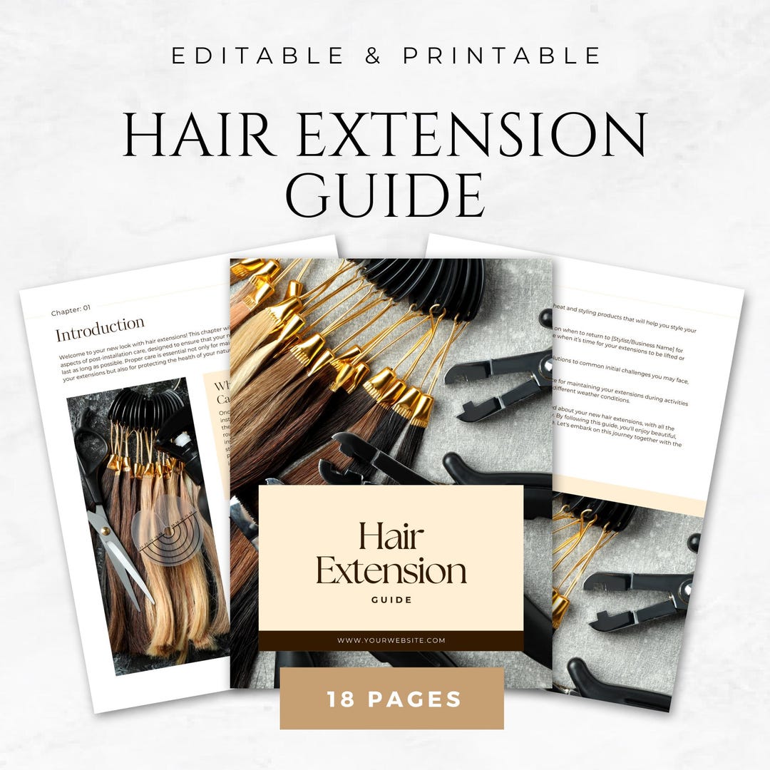 Hair Extension Guide Template Printable Hair Extension Care Guide Hair ...