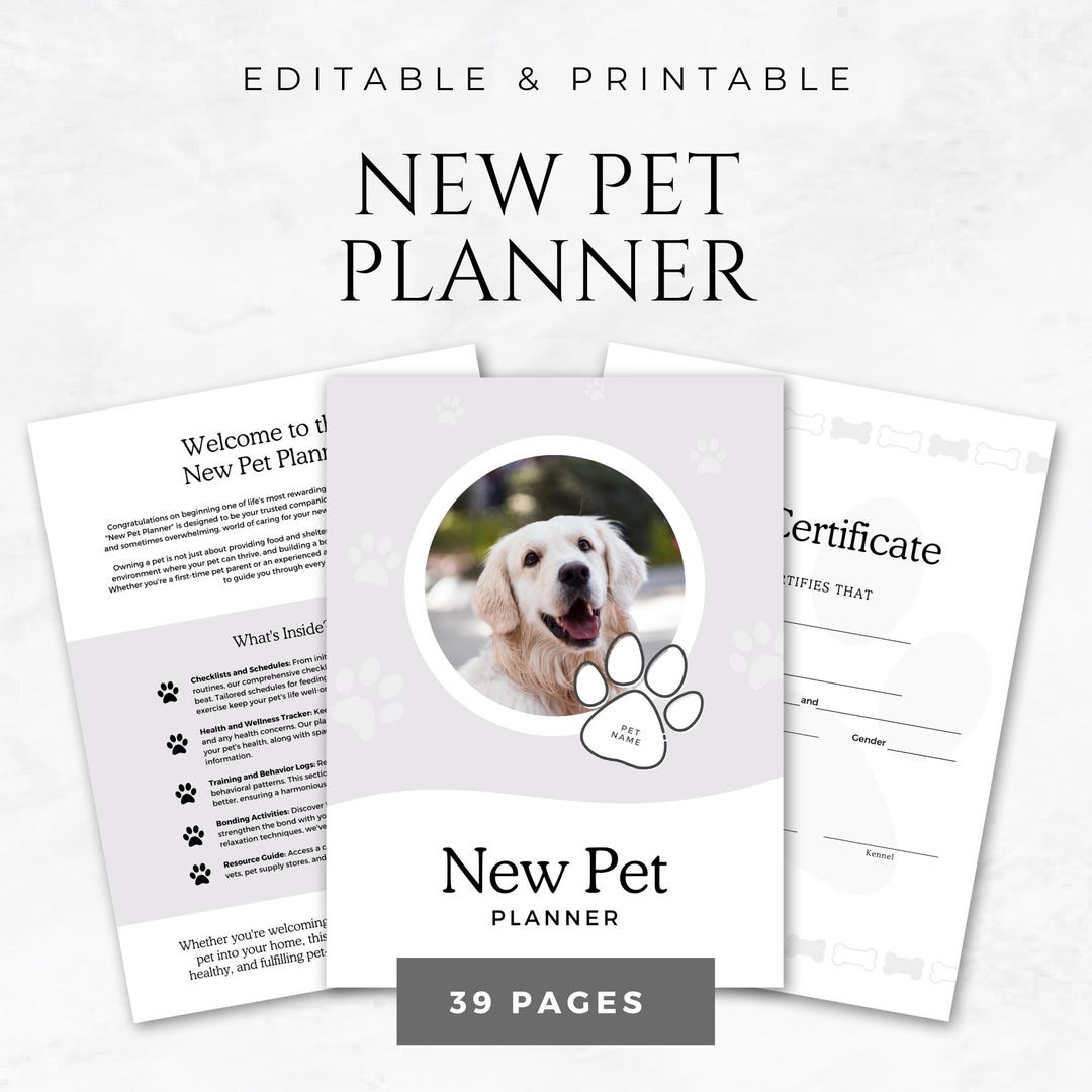 New Pet Planner Template Printable Pet Care Organizer Pet Health ...