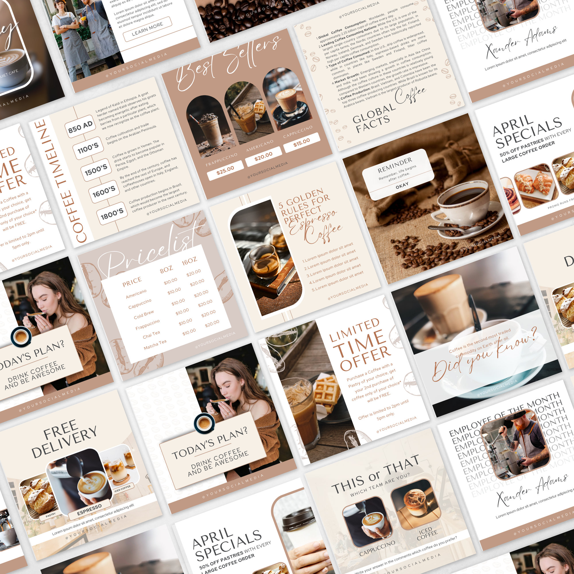 Coffee Shop Instagram Templates Coffee Social Media Template Cafe ...