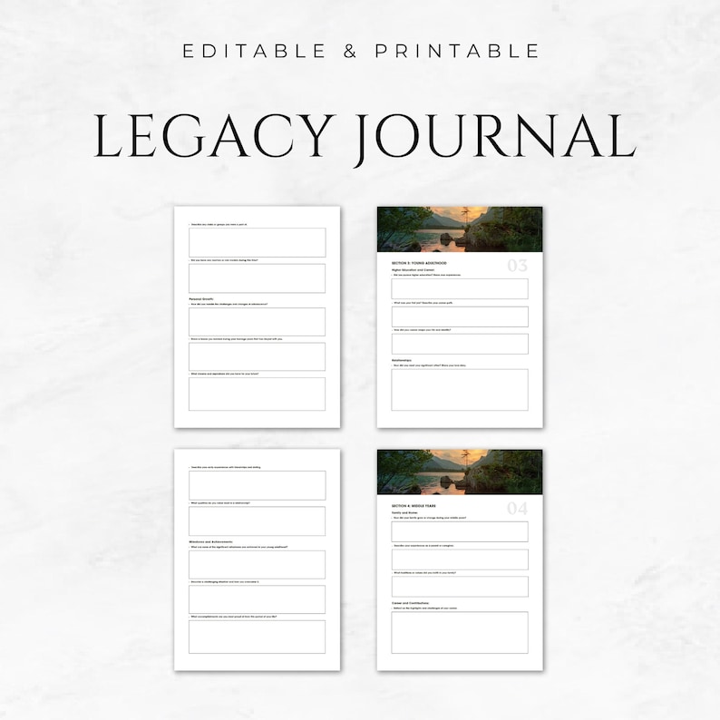 Personal Legacy Journal Template Printable Ancestry Journal Life Story ...