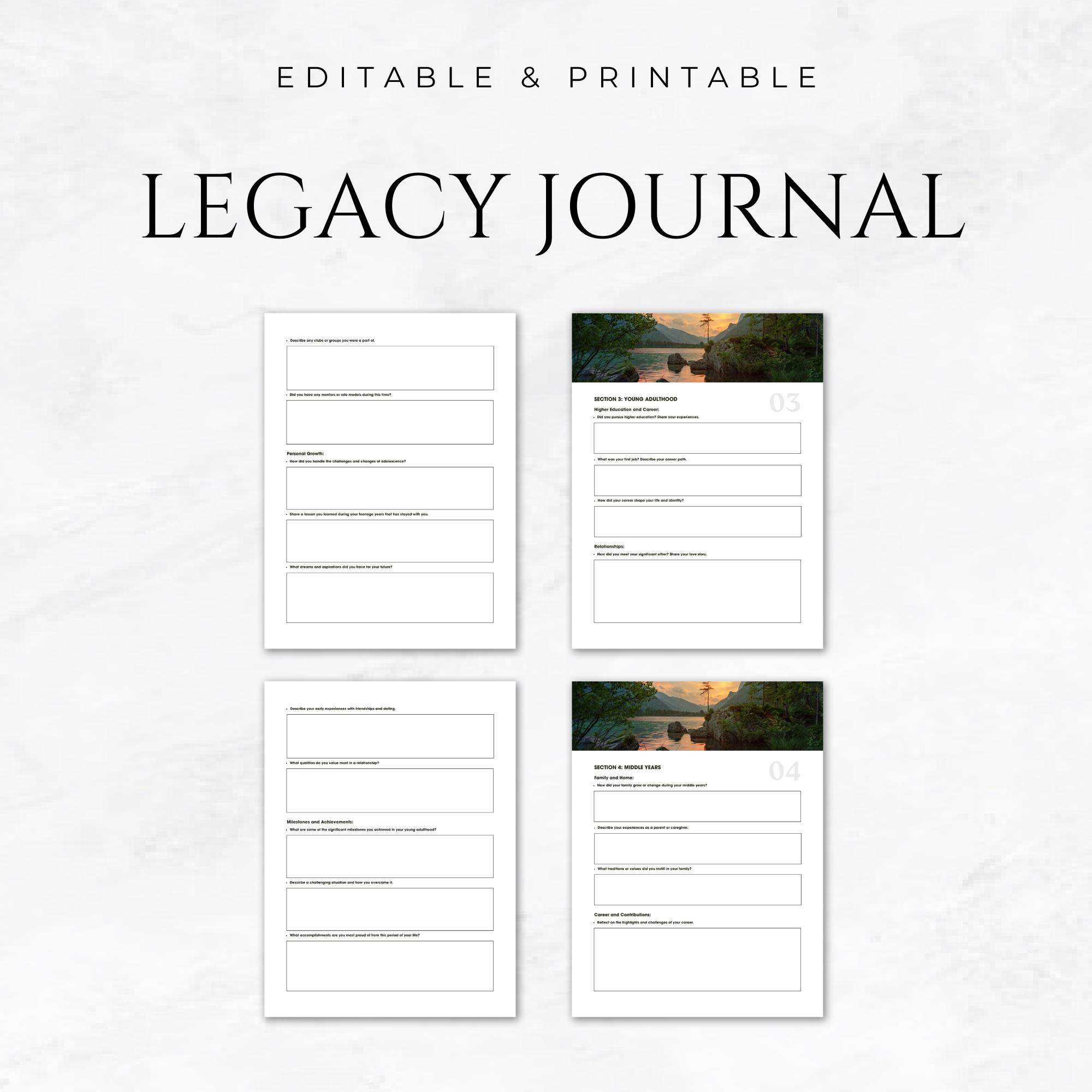 Personal Legacy Journal Template Printable Ancestry Journal Life Story ...