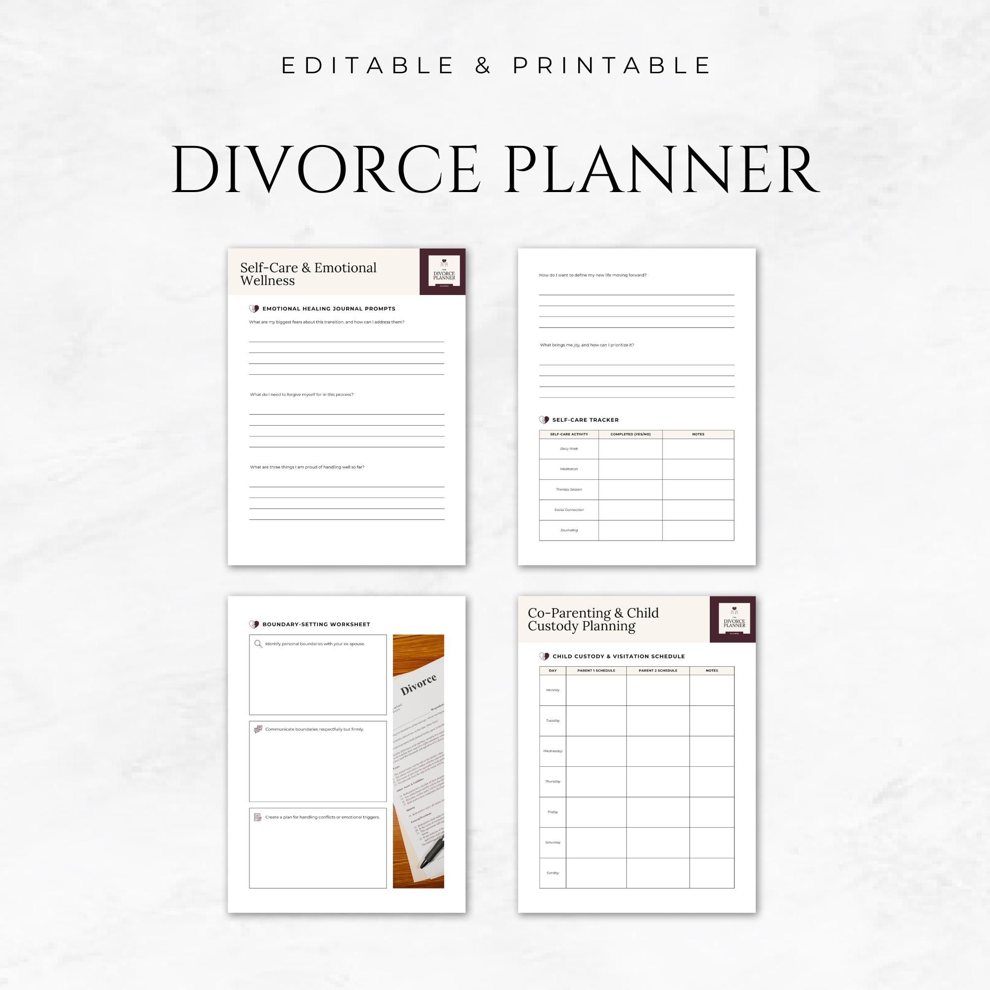 Divorce Planner Templates Printable Divorce Journal Divorce Organizer ...
