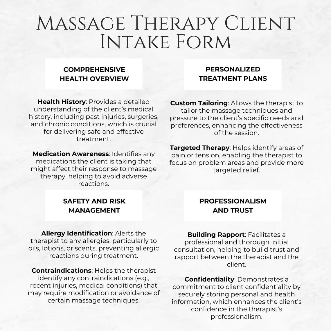 Massage Therapy Client Intake Form Template Printable Therapist Forms ...