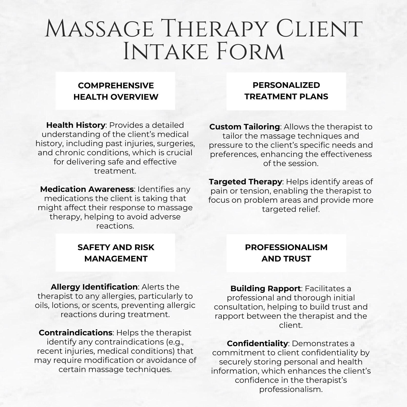 Massage Therapy Client Intake Form Template Printable Therapist Forms ...