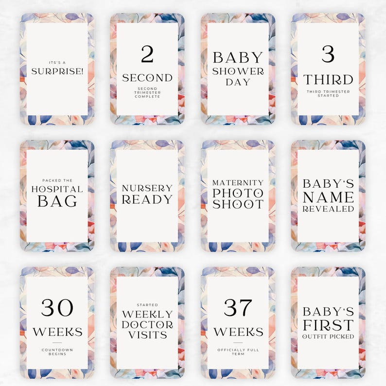 Pregnancy Milestone Cards Editable Pregnancy Milestone Digital Cards ...