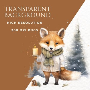 Cute Winter Foxes Clipart Christmas Foxes PNG Woodland Fox Christmas ...