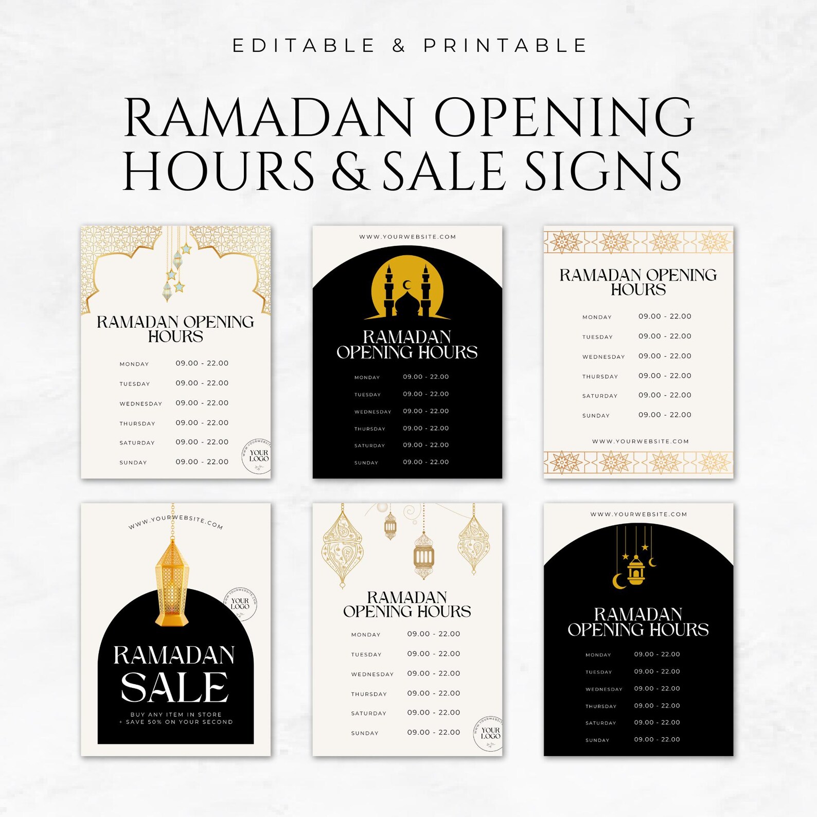Ramadan Store Opening Hours Template Ramadan Sale Signs Template Eid ...