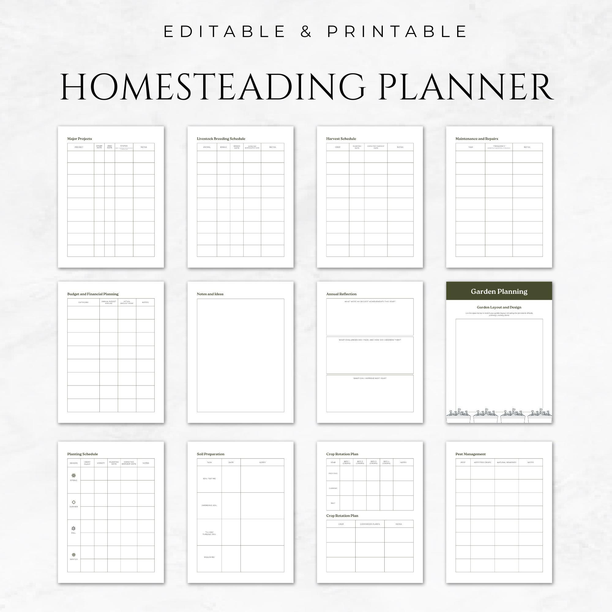 Homesteading Planner Template Printable Self-sufficiency Planner ...