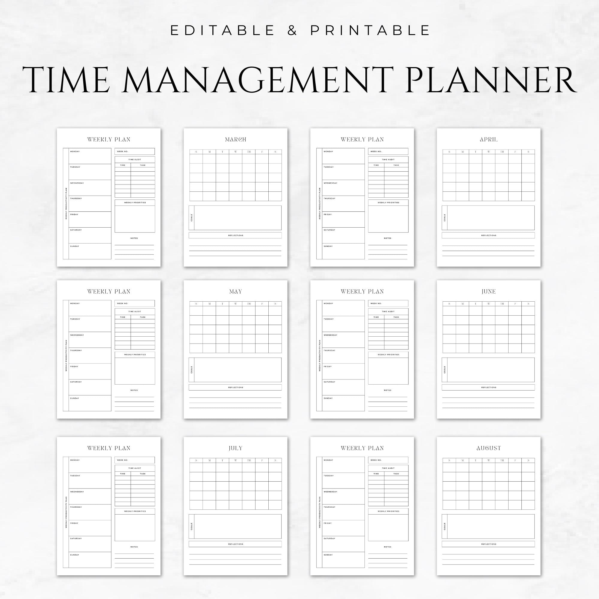 Time Management Planner Canva Template Productivity Planner Goal ...
