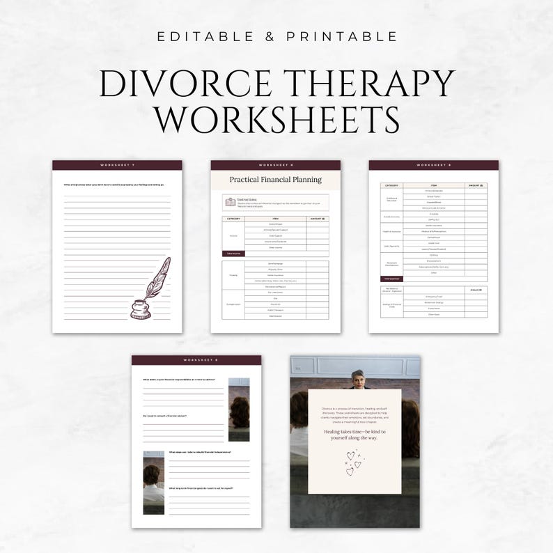 Divorce Therapy Worksheets Template Printable Healing After Divorce ...