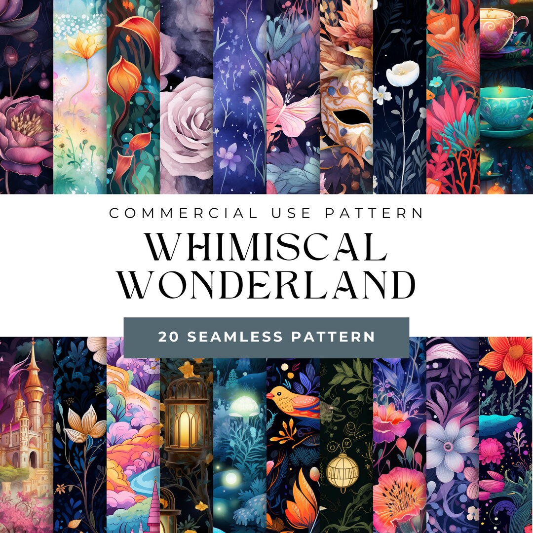 Seamless Whimsical Wonderland Digital Patterns Fantasy Patterns ...