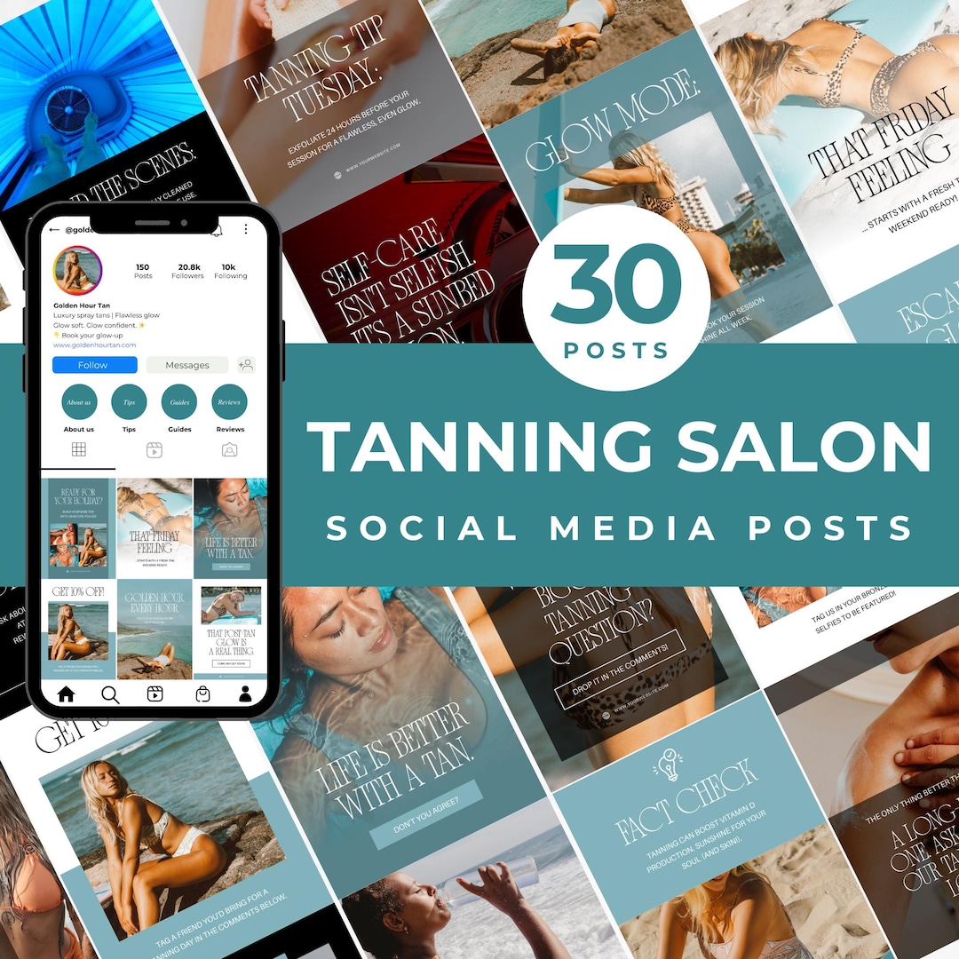 Tanning Salon Social Media Posts Canva Templates Beauty Instagram ...