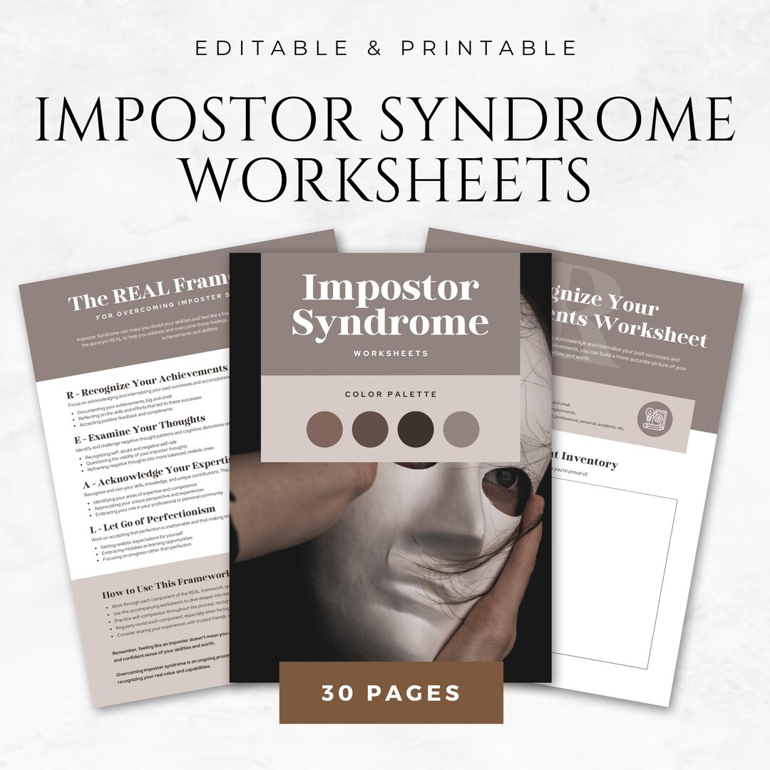 Impostor Syndrome Worksheets Template Printable Self-worth Improvement ...