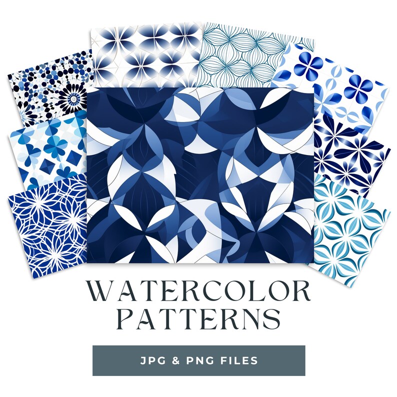 Seamless Geometric Blue Patterns Blue Abstract Patterns Blue Digital ...