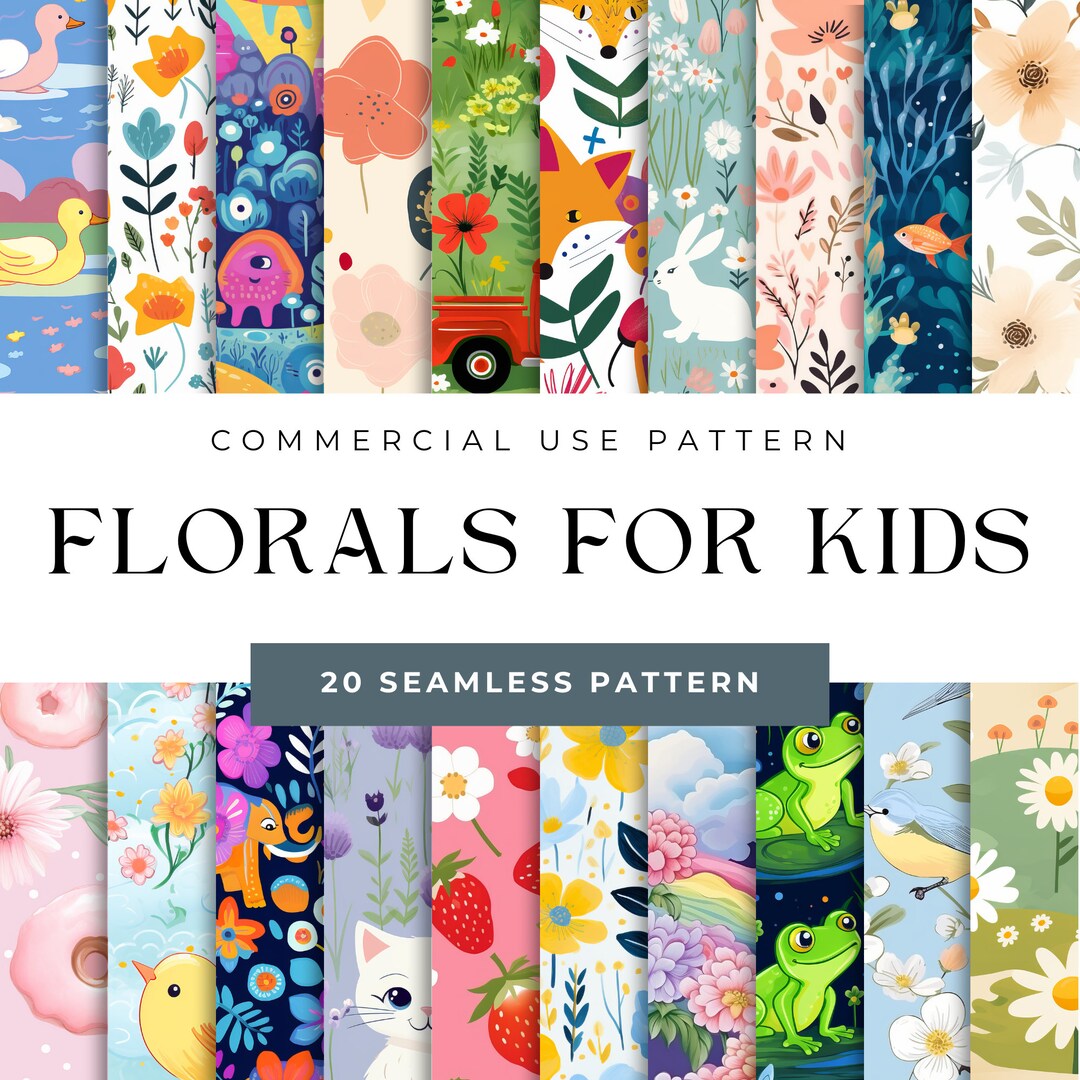 Seamless Florals for Kids Floral Patterns Children's Digital Patterns ...