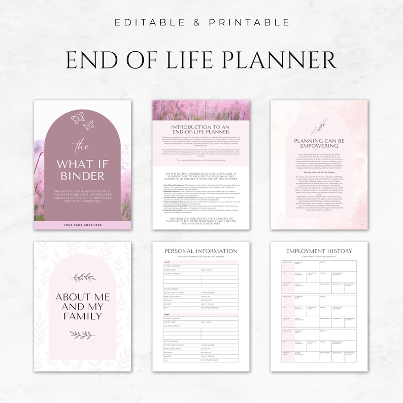 End of Life Planner Template Printable Funeral Planner Death Planner ...