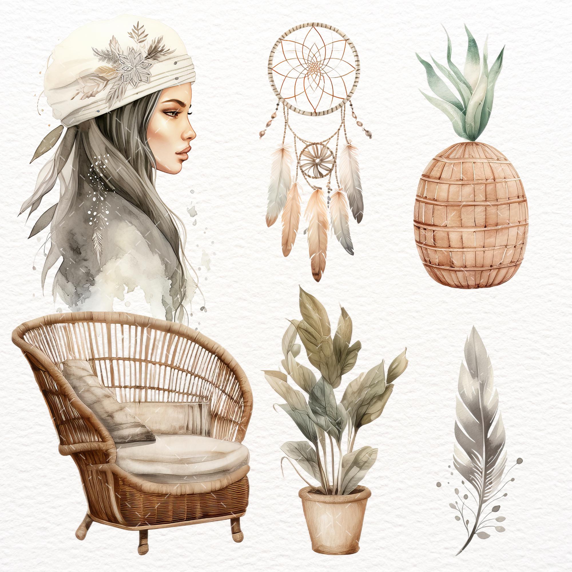 Boho Vibes Clipart Boho Aesthetic Boho Art Boho Watercolor Modern Boho ...