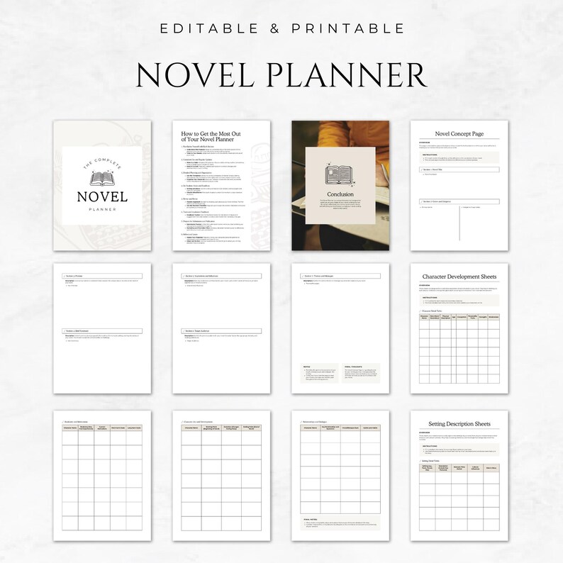Novel Planner Template Editable Canva Writer Planner Book Planning ...