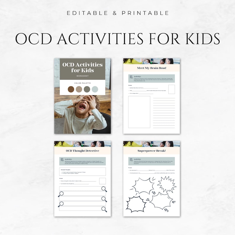 OCD Activities for Kids Template Printable Child Anxiety Management OCD ...