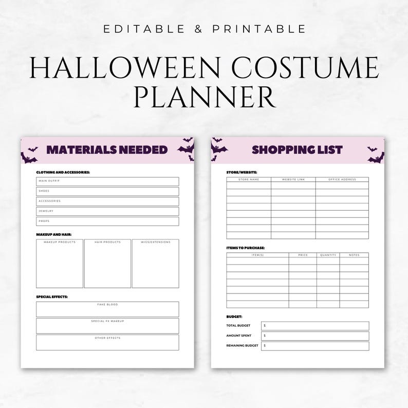 Halloween Costume Planner Printable DIY Costume Planner Costume ...