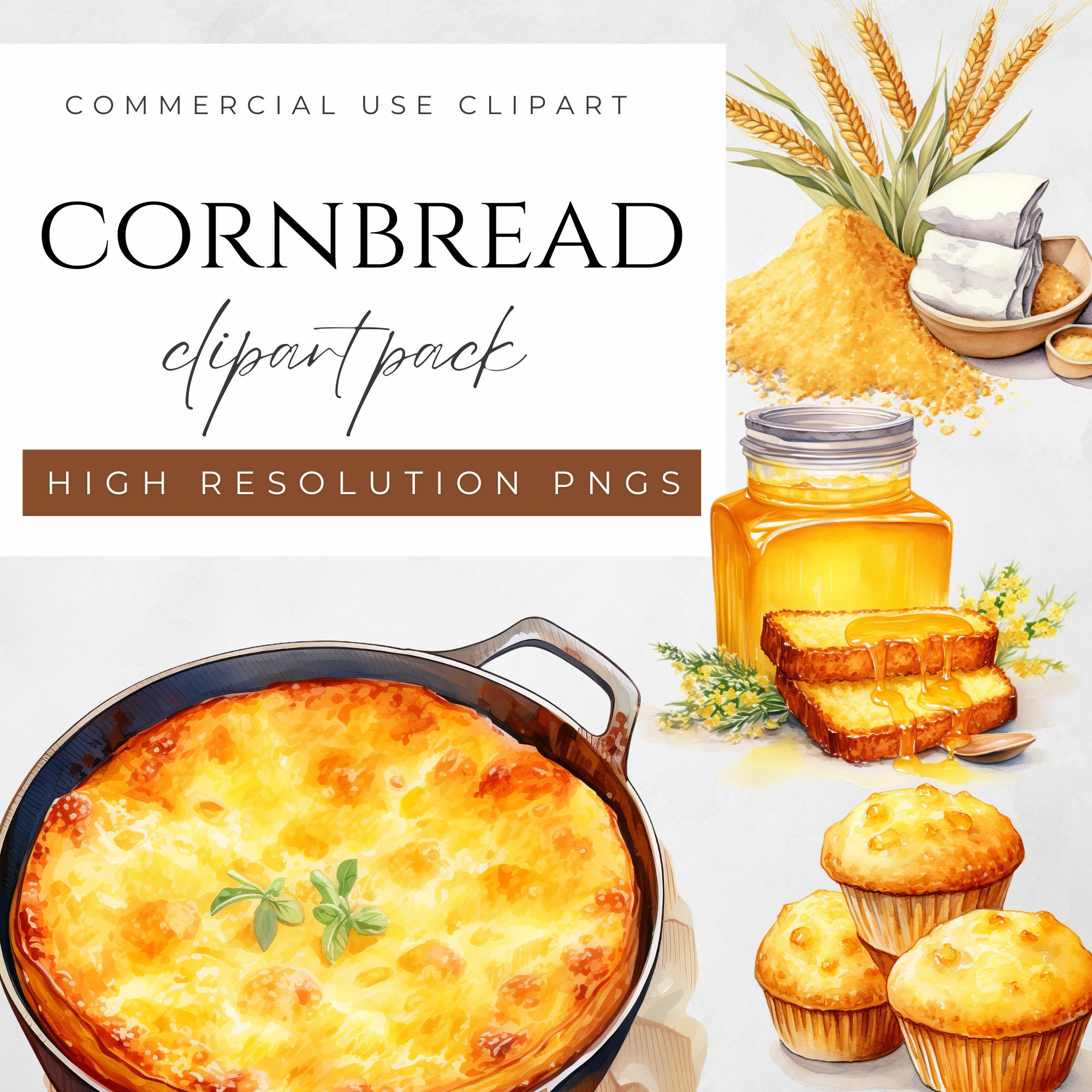 Cornbread Clipart Food Illustration Baking Clipart Southern Food ...