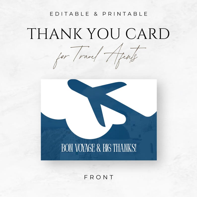 Travel Agent Thank You Card Template: Editable Client Appreciation ...