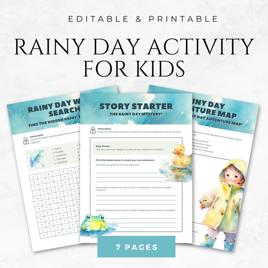 Rainy Day Activity for Kids Template Printable Word Search for Kids ...