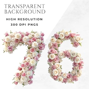 Rose Numbers Clipart Pink Rose Clipart White Rose Clipart Floral ...