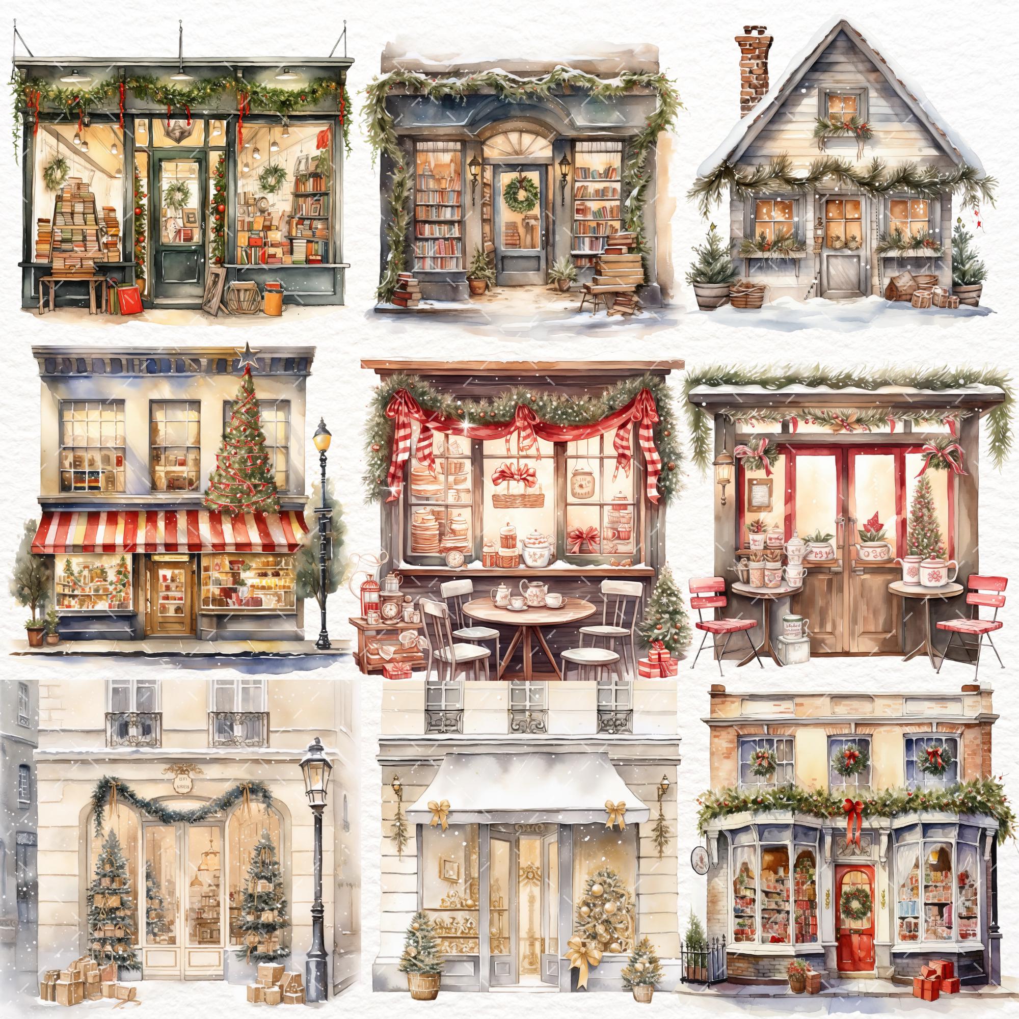 Christmas Storefronts Clipart Holiday Shop Clipart Festive Storefronts ...