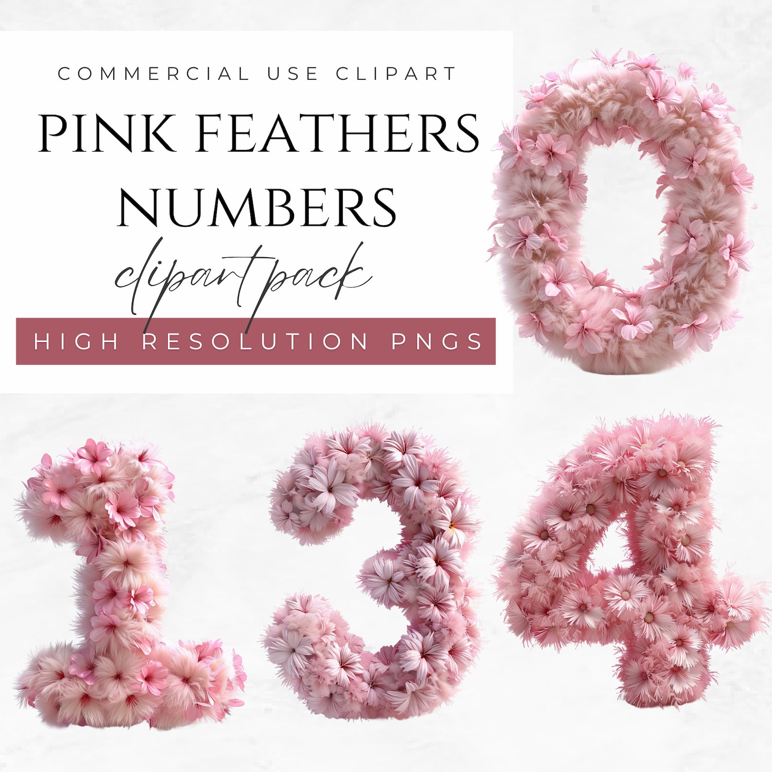 Pink Feathers Numbers Clipart Flower Numbers Clipart Feathers and ...
