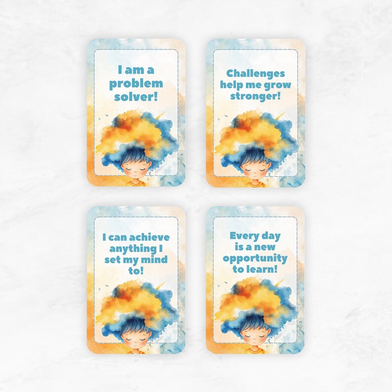 Growth Mindset Cards for Kids Templates Printable Positive Affirmation ...