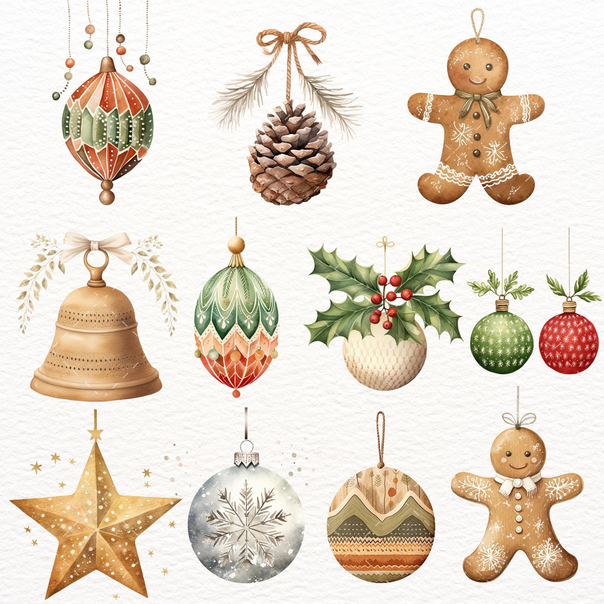 Christmas Ornaments Clipart Vintage Ornaments Pinecone Clipart ...