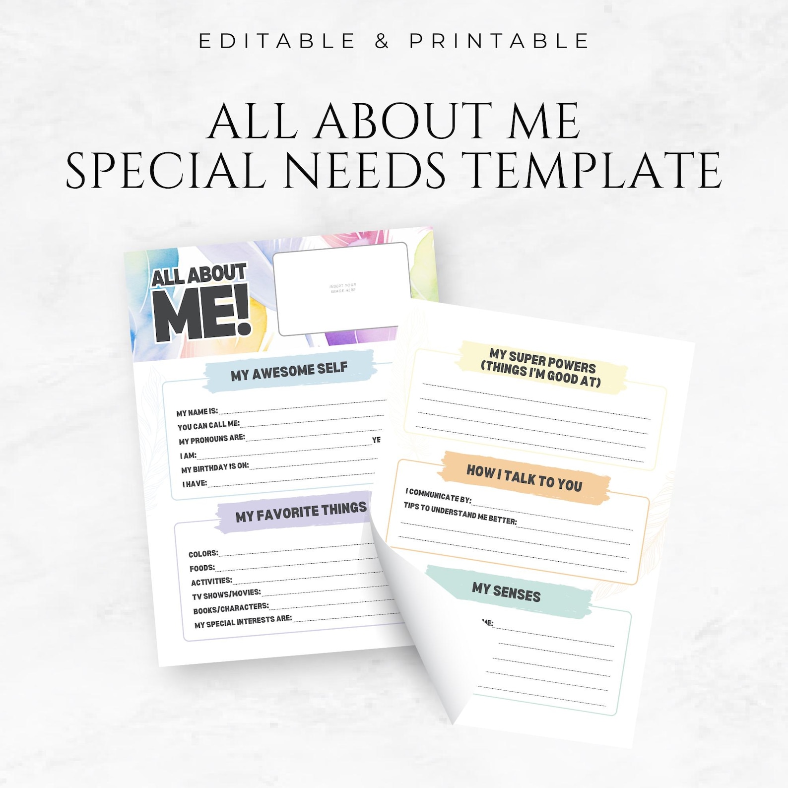 All About Me Special Needs Template Printable Special Needs Profile ...