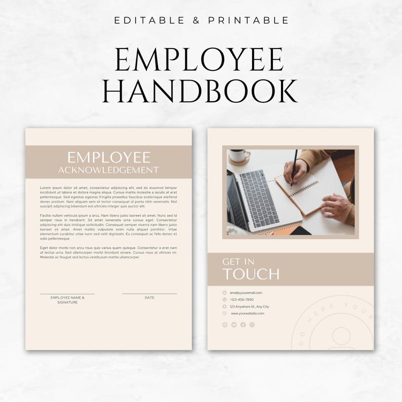 Employee Handbook Template Printable Canva Employee Manual HR Handbook ...