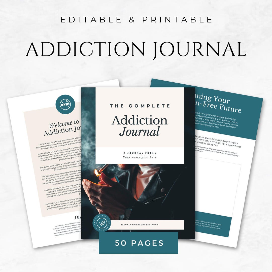Addiction Journal Template Addiction Recovery Journal Sobriety Planner ...