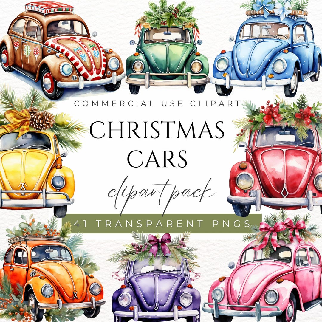 Christmas Cars Clipart Vintage Christmas Car Holiday Car Clipart ...