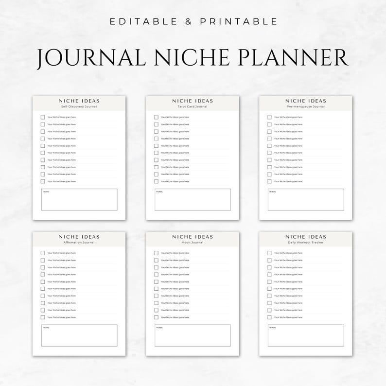 Journal Niche Planner Template Printable Niche Planner Worksheet ...