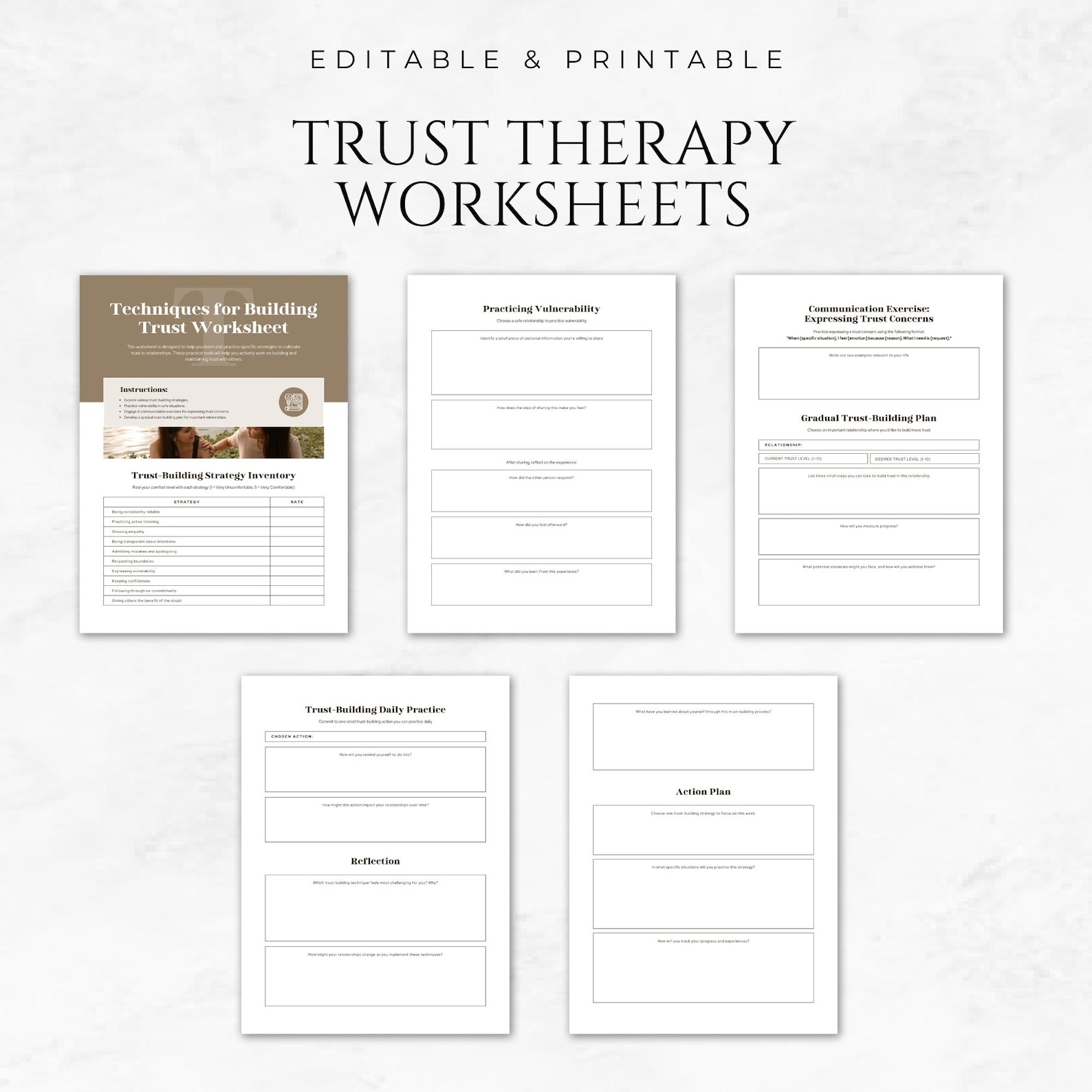 Trust Therapy Worksheets Template Printable Relationship Trust Building ...