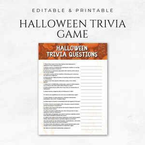Halloween Trivia Game Template Printable DIY Halloween Games Spooky ...