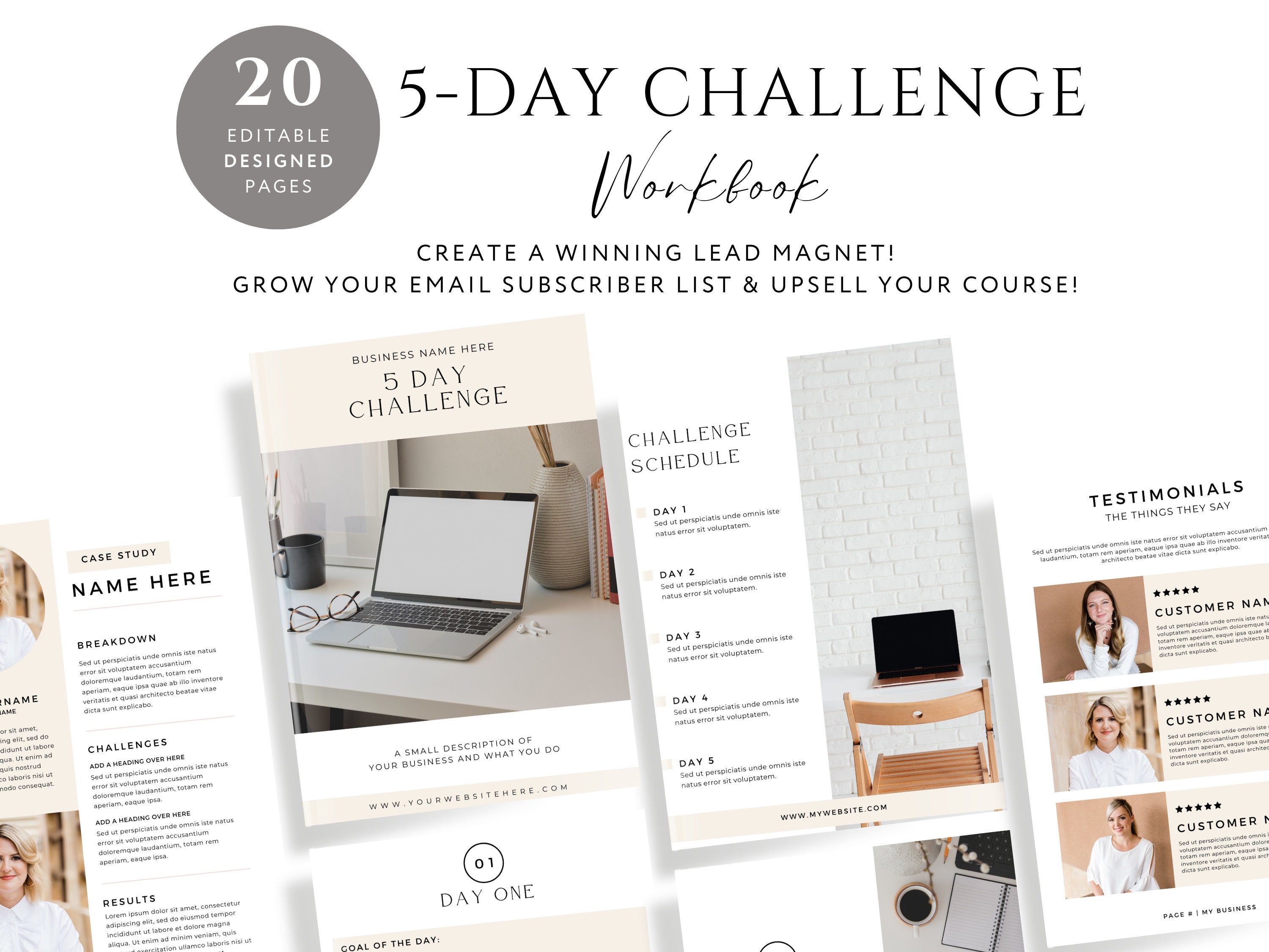 Online Challenge Lead Magnet Template Bundle, Canva Website Page, Free ...