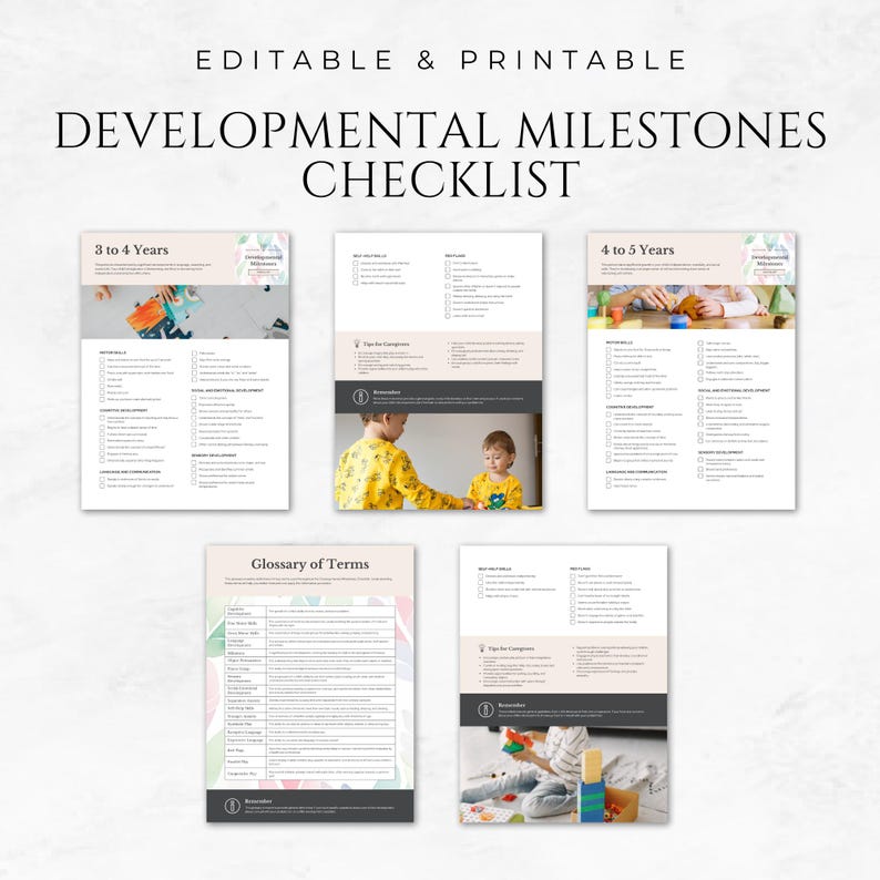 Developmental Milestones Checklist Template Baby Milestone Tracker ...