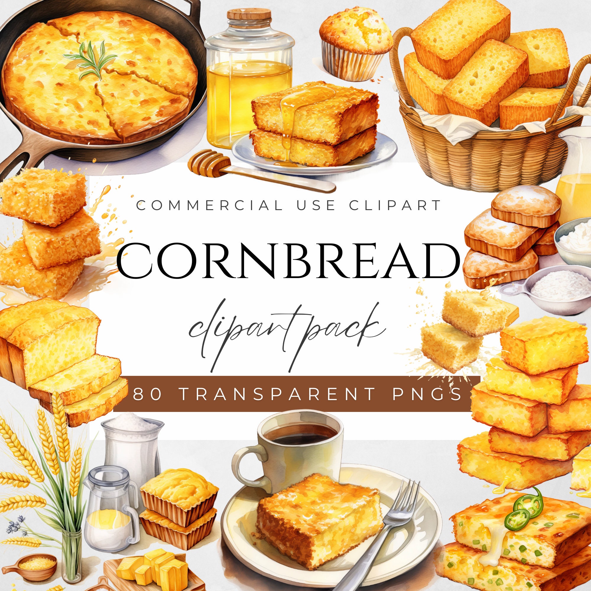 Cornbread Clipart Food Illustration Baking Clipart Southern Food ...